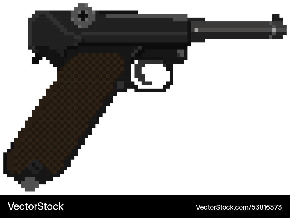 Gun gray color pixel art weapon Royalty Free Vector Image