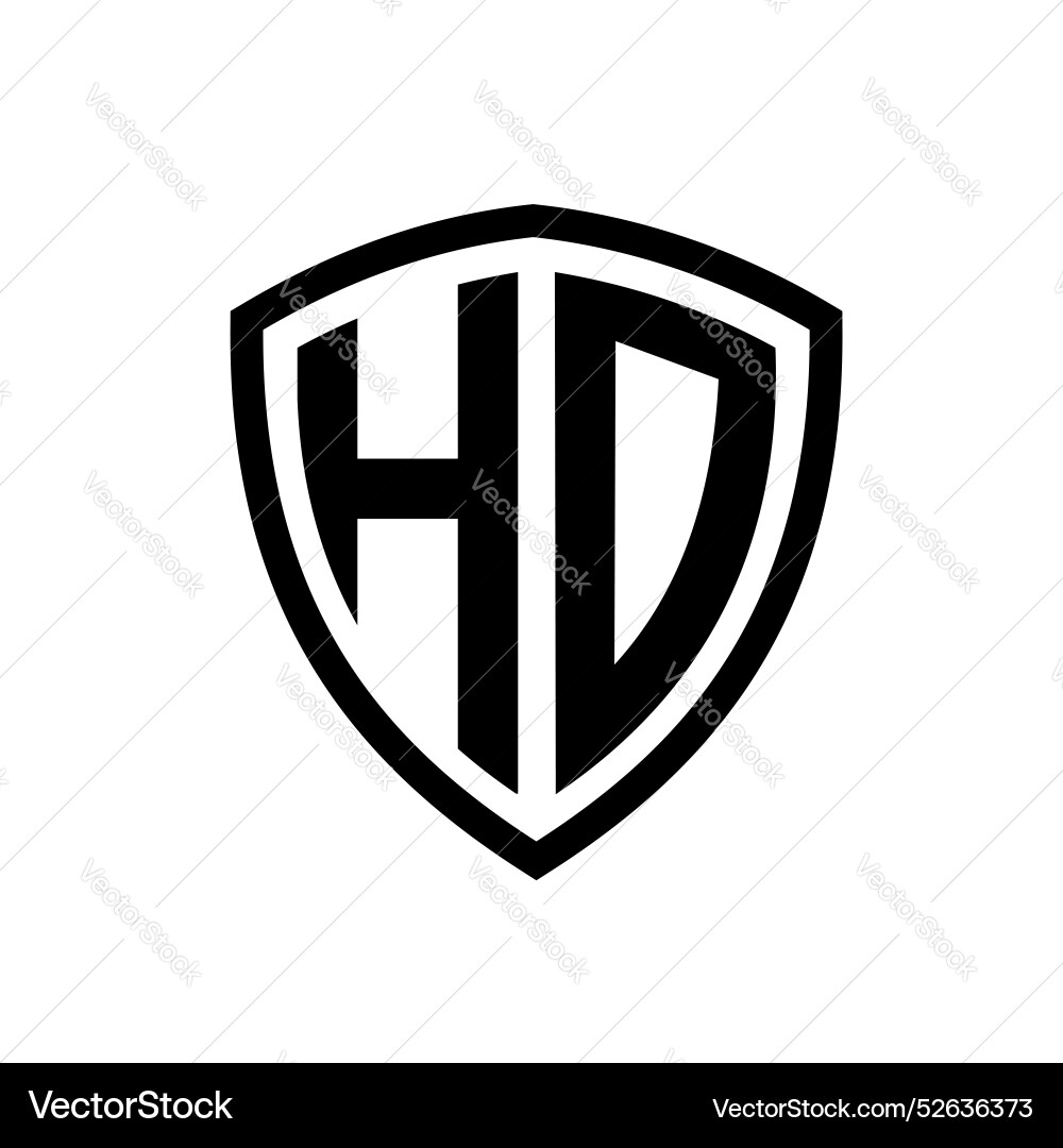 Letter hd shield emblem logo Royalty Free Vector Image