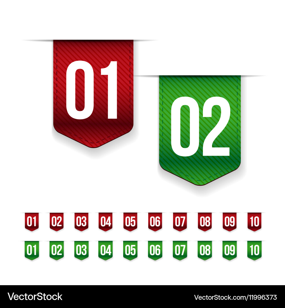 Number set ribbon Royalty Free Vector Image - VectorStock