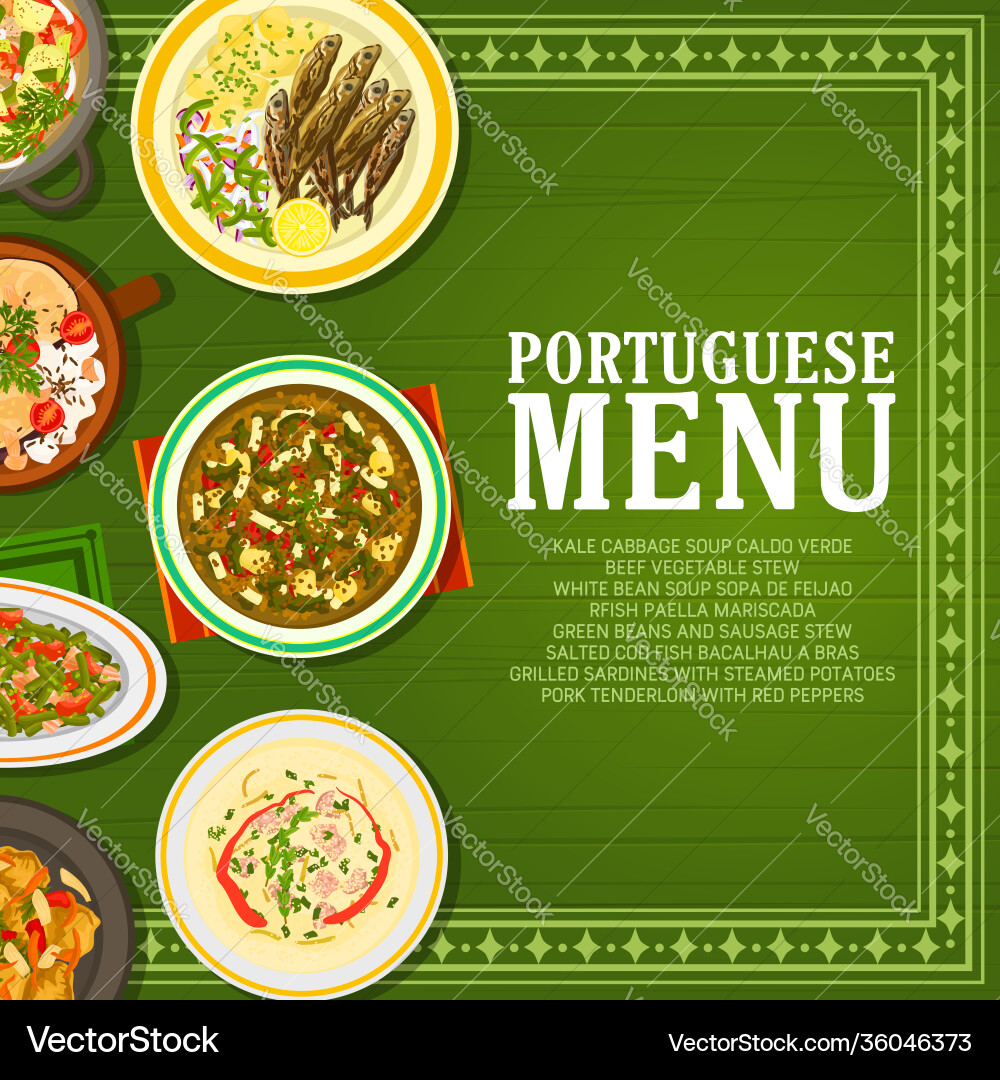 Portuguese restaurant food menu banner Royalty Free Vector