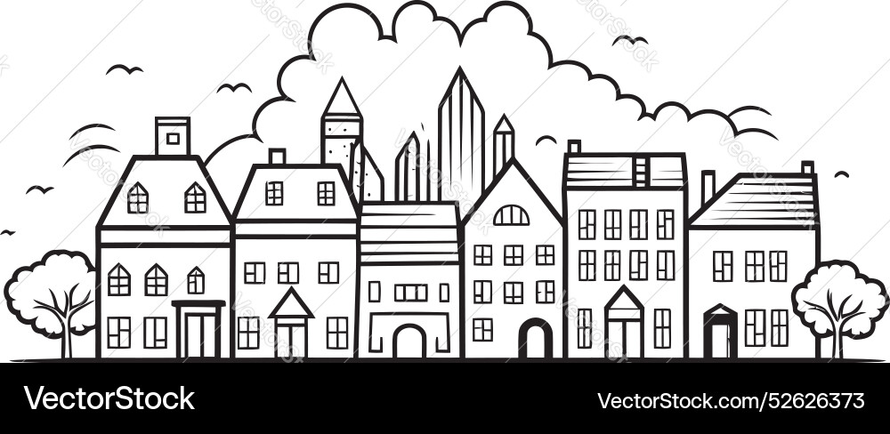 Skyline schematic townscape icon design Royalty Free Vector