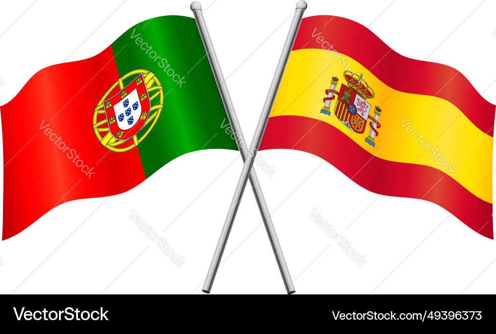 Spain and portugal flags crossed Royalty Free Vector Image