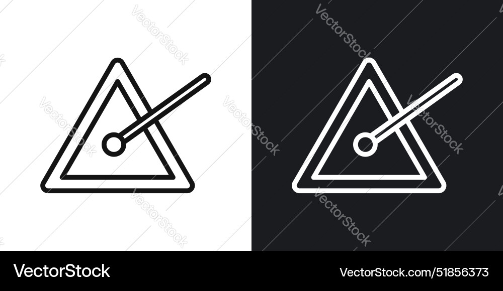 Triangle music icon set in black and white Vector Image