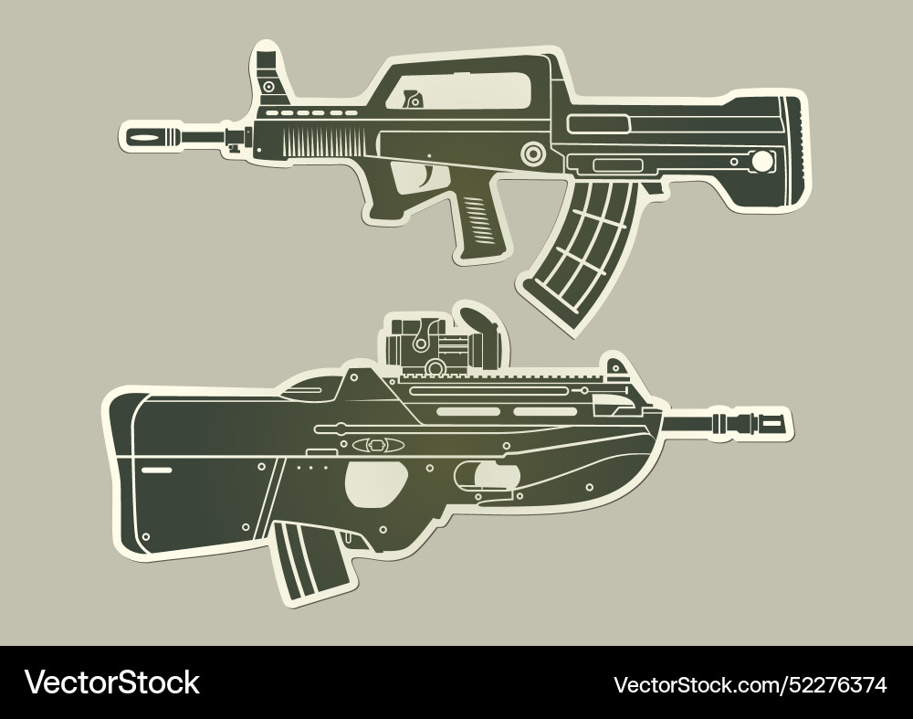 Assault rifle sticker Royalty Free Vector Image