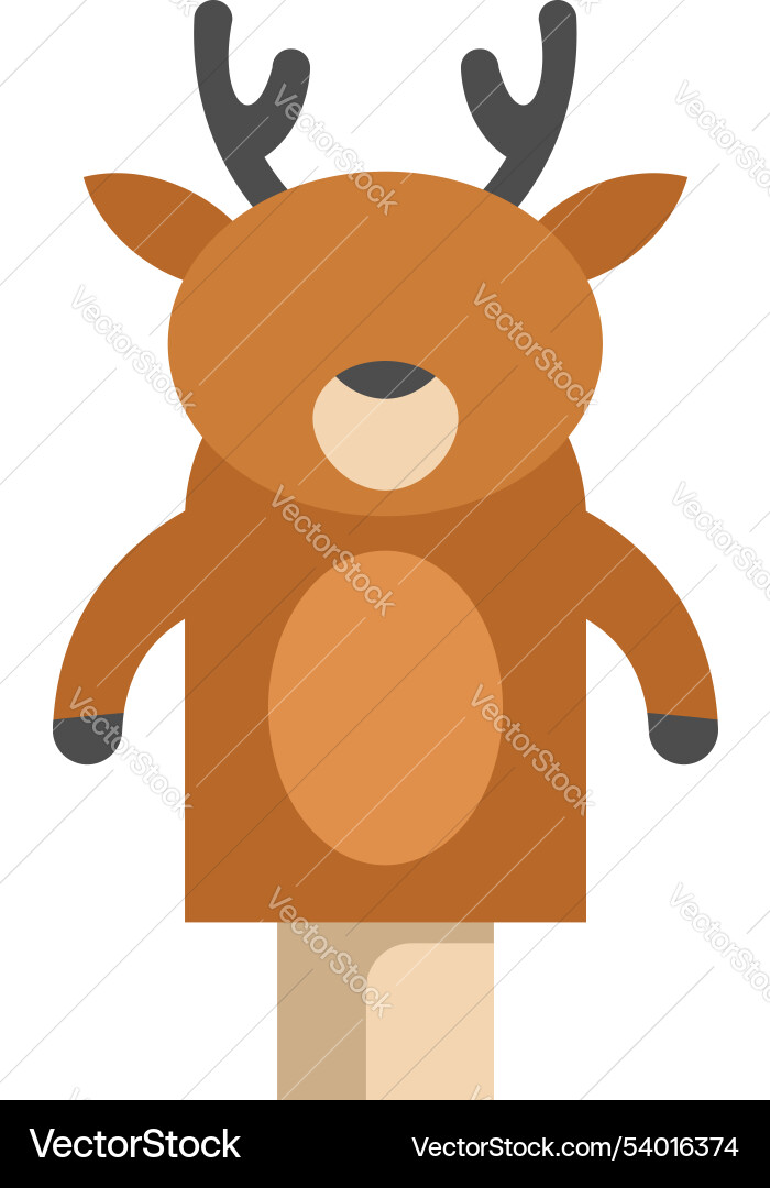 Cute deer hand puppet standing isolated on white Vector Image
