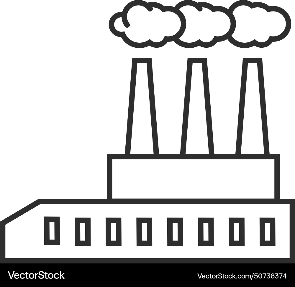 Factory line icon industrial production building Vector Image