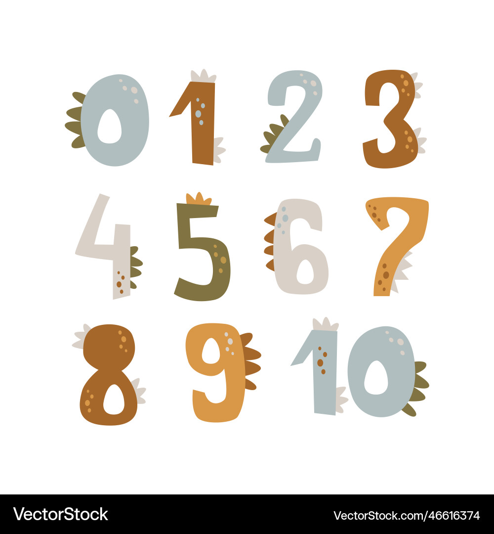 Funny cartoon numbers dinosaurs Royalty Free Vector Image
