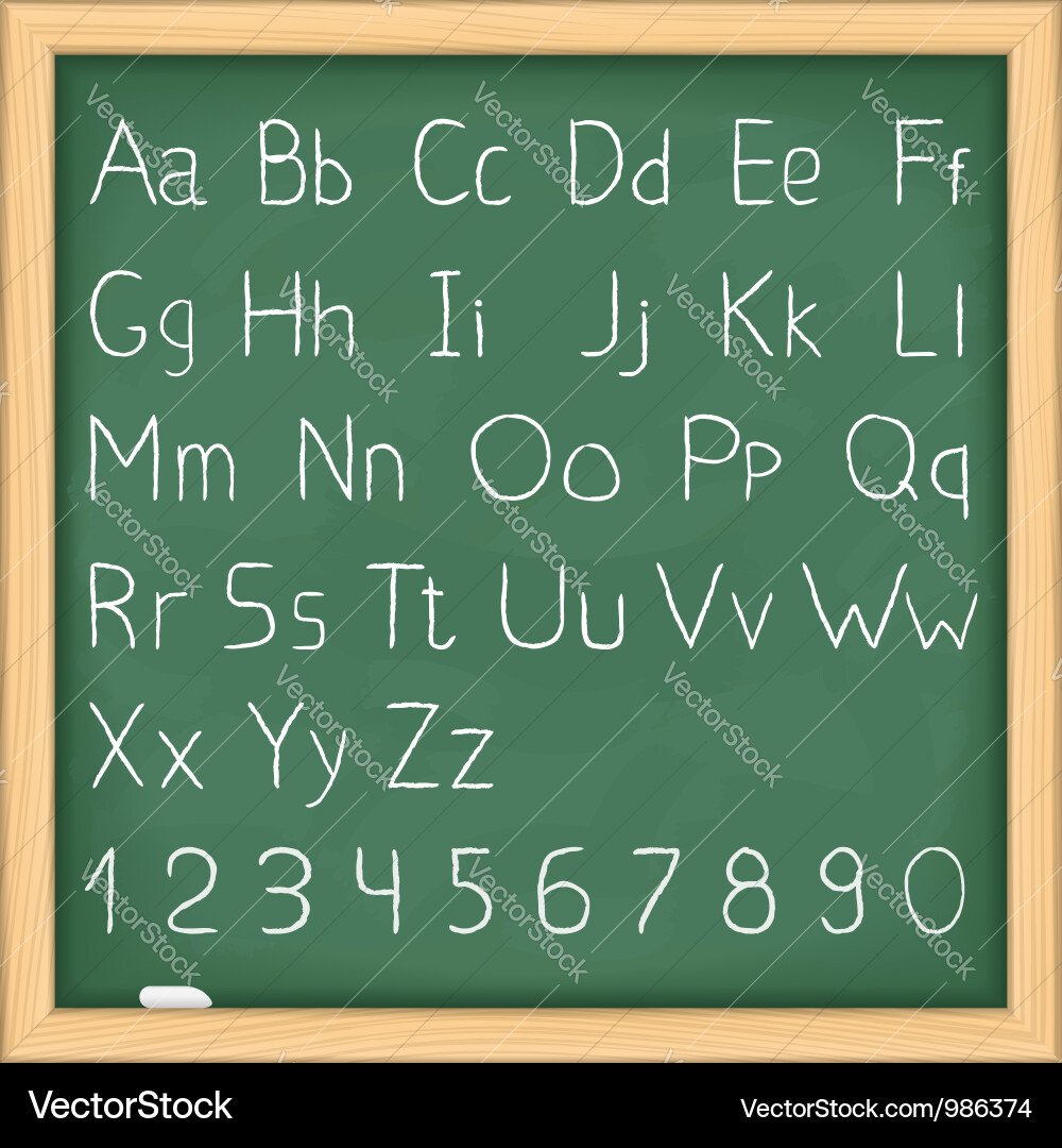 Hand drawn alphabet on blackboard Royalty Free Vector Image
