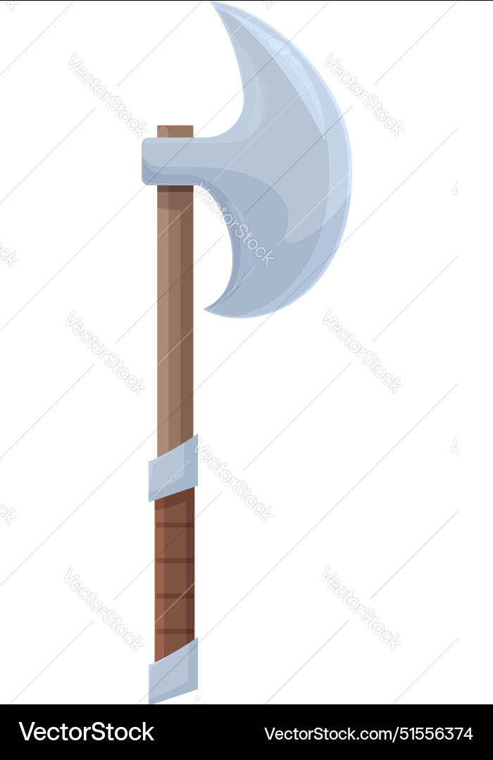 Large sharp axe with wooden handle standing up Vector Image
