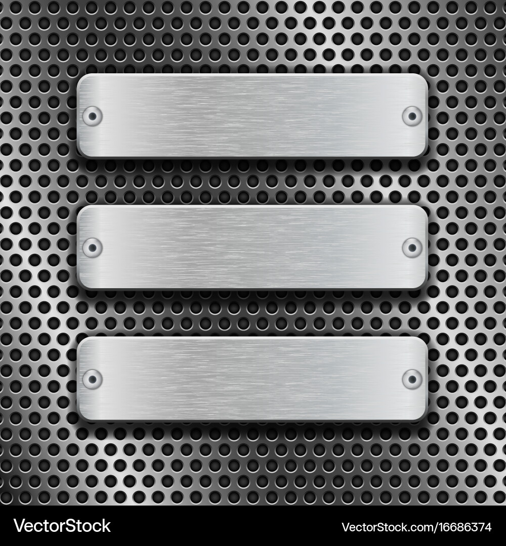 Metal rectangle plates on perforated background Vector Image