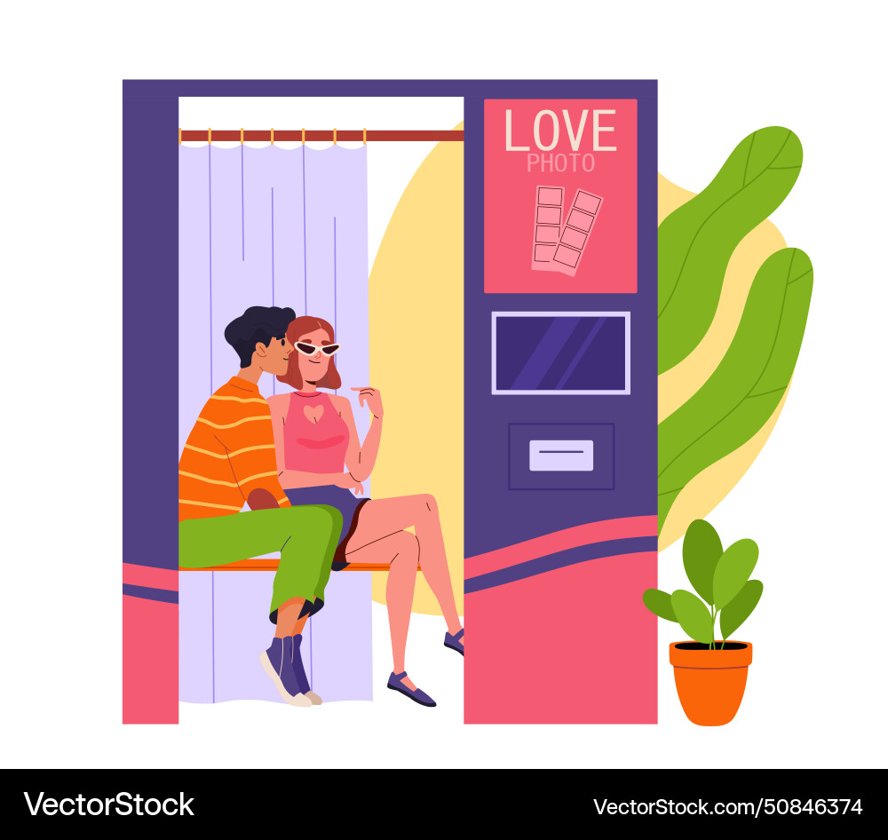 People in photo booth Royalty Free Vector Image