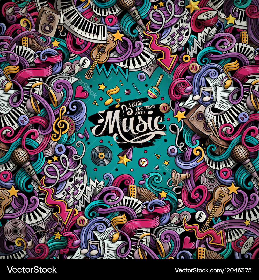 Cartoon hand-drawn doodles musical Royalty Free Vector Image