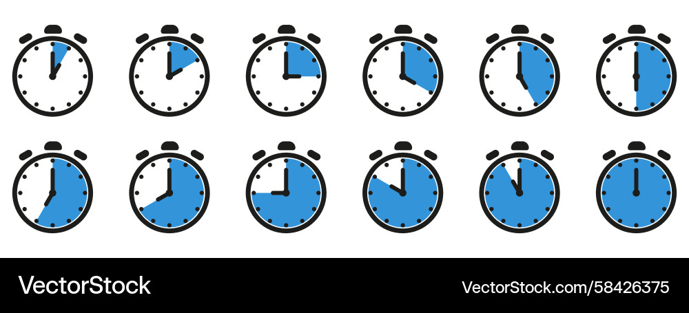 Clock Half Past Icon Set Royalty Free Vector Image