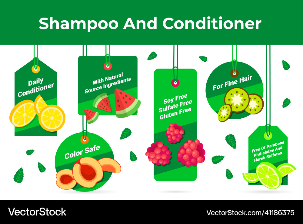 Collection shampoo and conditioner with natural Vector Image