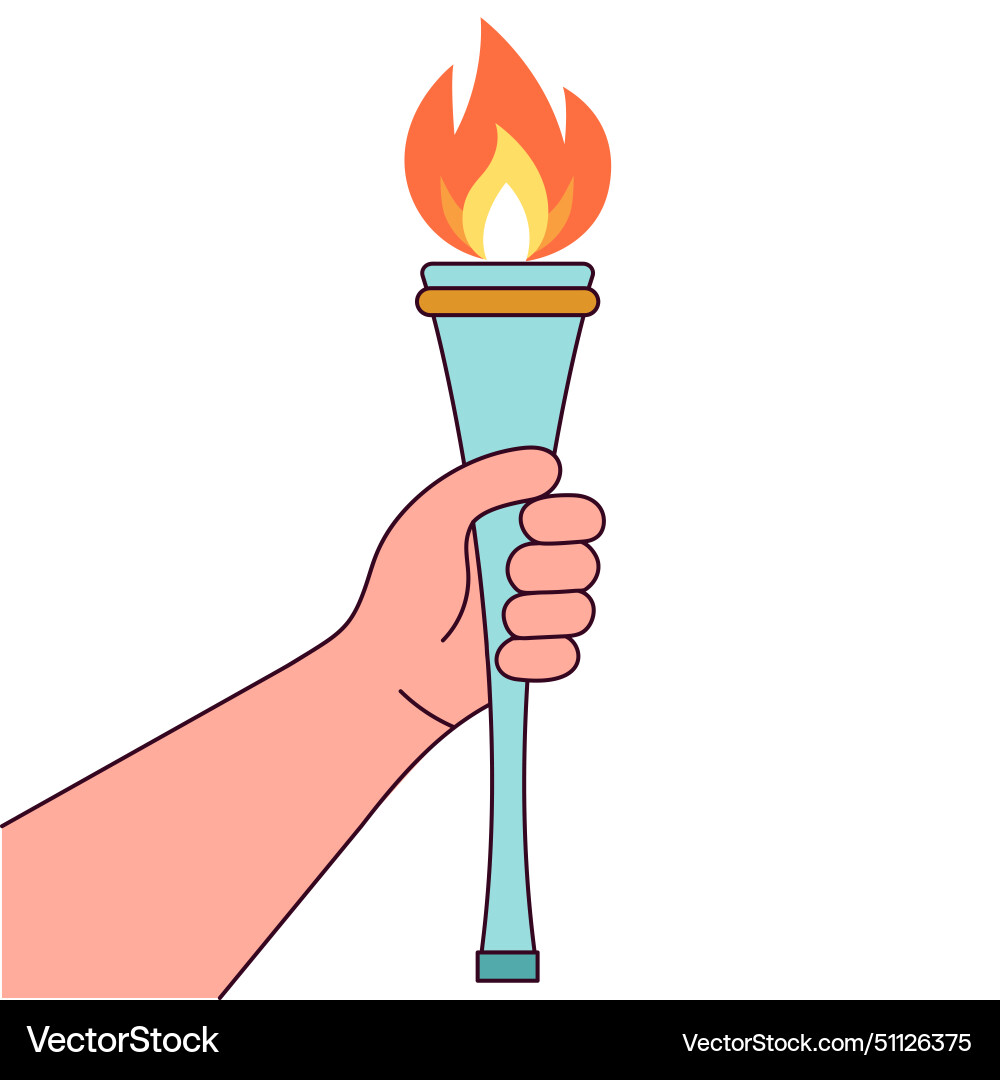 Hand holding torch with fire Royalty Free Vector Image
