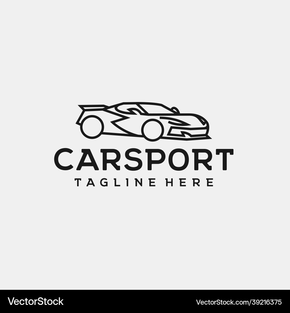 Line art car logo design Royalty Free Vector Image