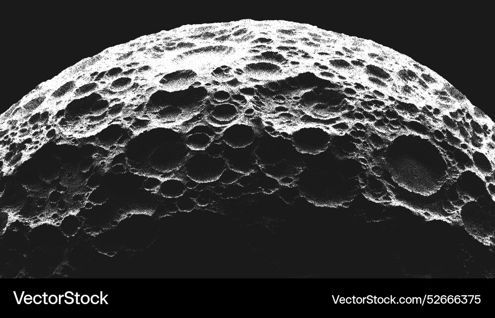 Moon in stippling style with many impact craters Vector Image