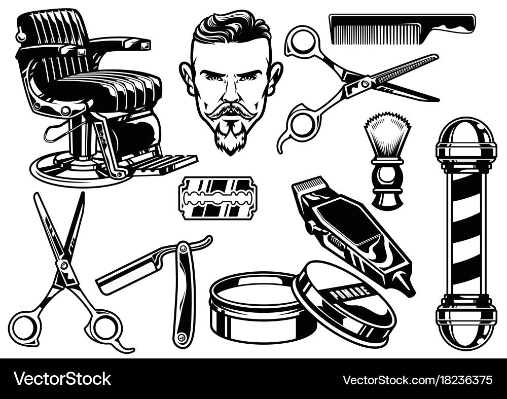 Set of barbershop objects Royalty Free Vector Image