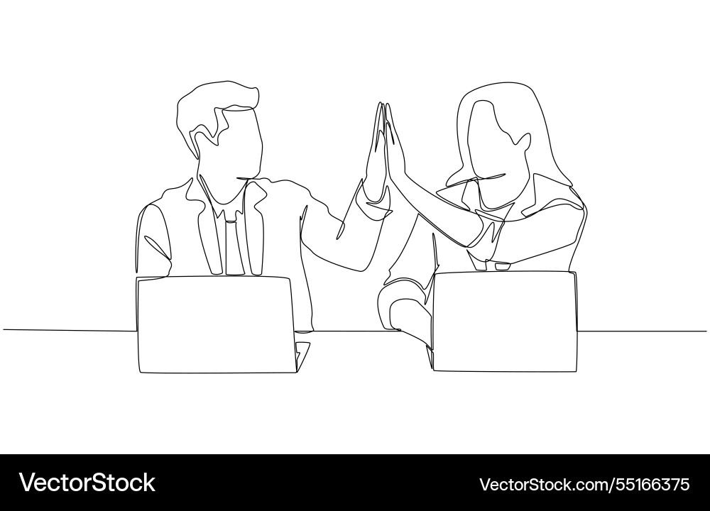 Team High Five - Collaboration & Success Vector Image