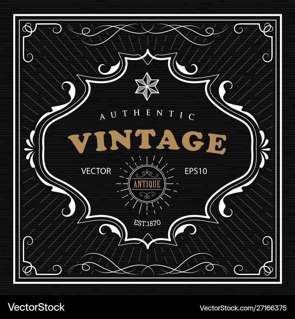 Vintage frame western label antique hand Vector Image