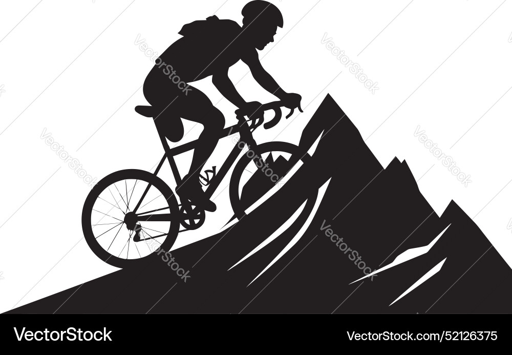 Wild ride mountain biker on a rugged path natures Vector Image