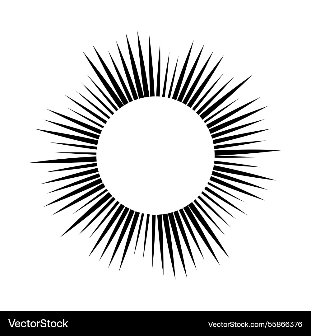 Black sun rays on white background Royalty Free Vector Image