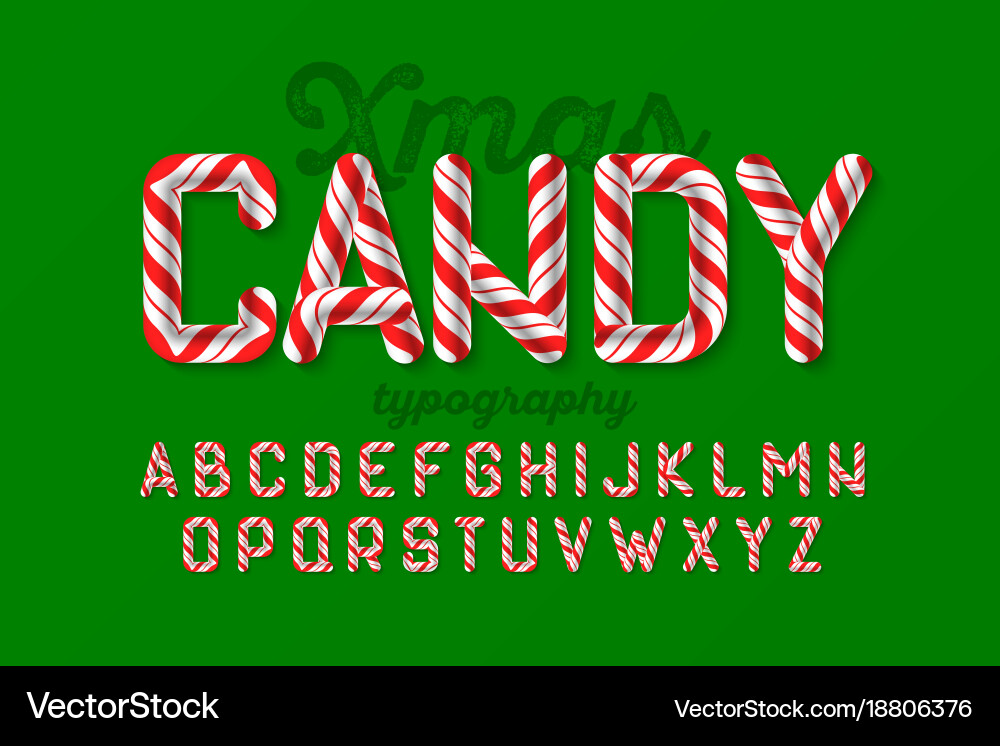Christmas candy cane font Royalty Free Vector Image