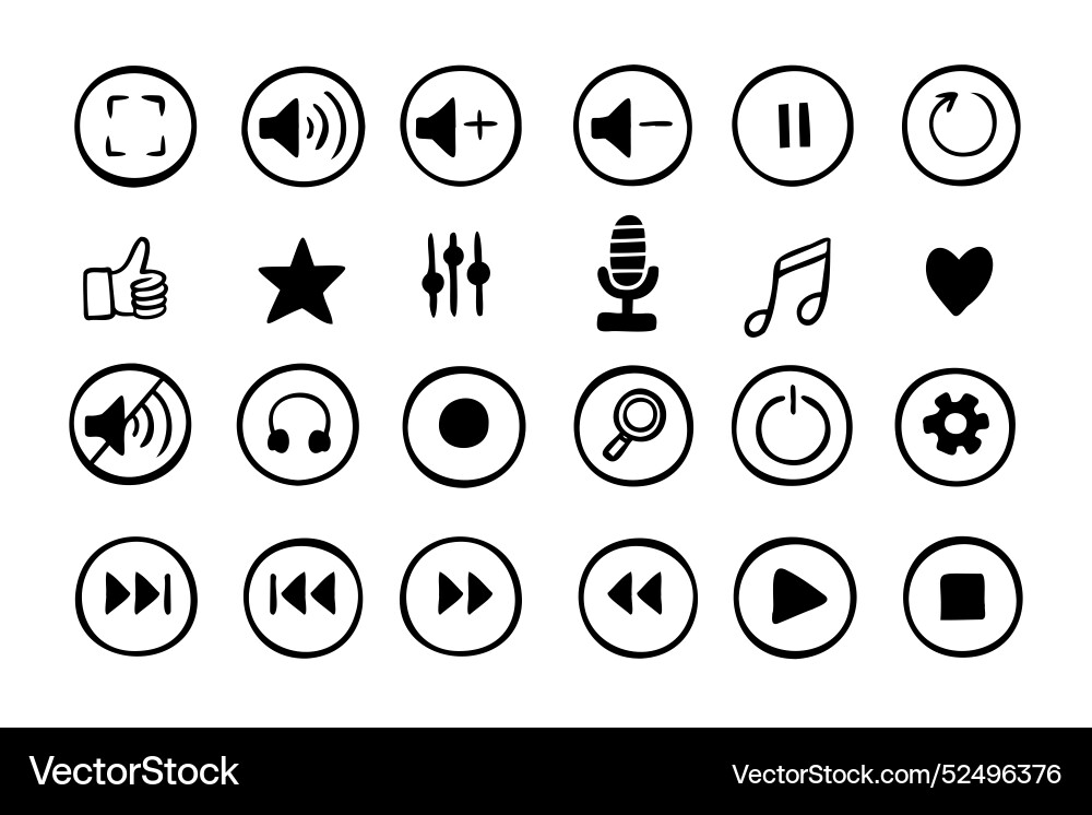 Doodle hand drawn music icons set sketch style Vector Image
