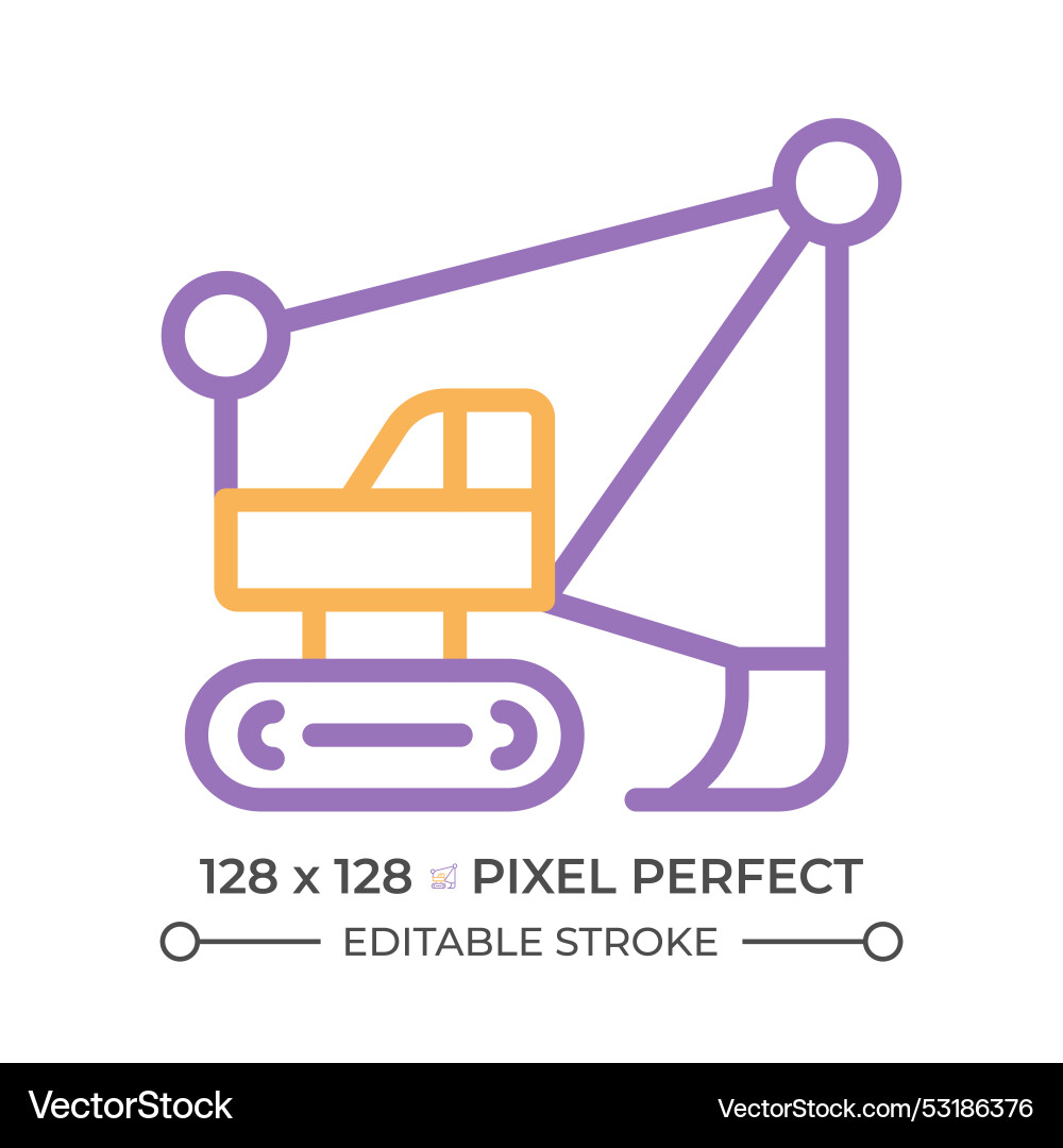 Dragline excavator two color line icon Royalty Free Vector