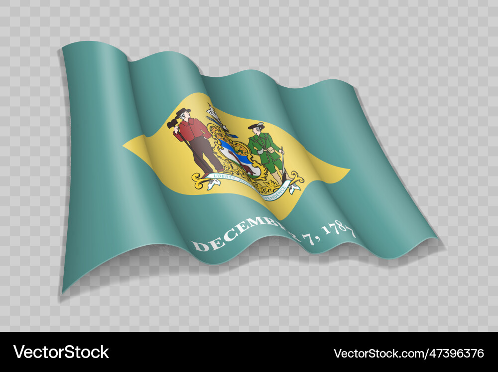 Realistic Delaware Flag Wave Royalty Free Vector Image