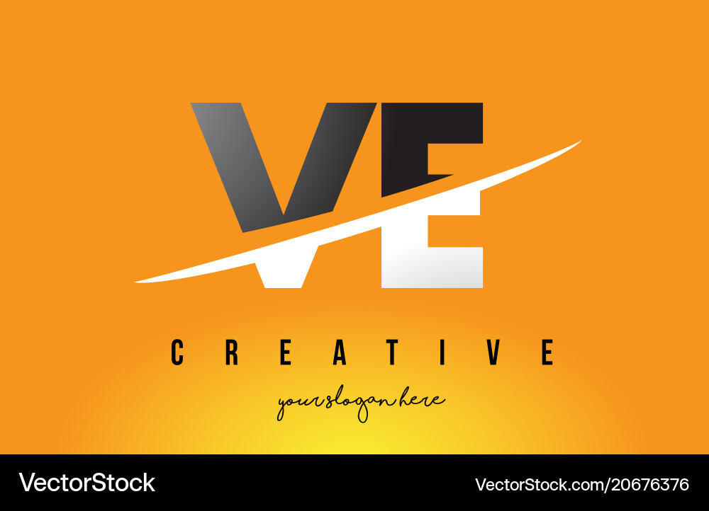 Ve v e letter modern logo design with yellow Vector Image