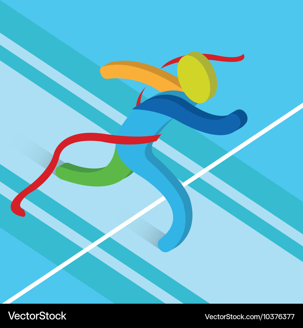 Finish line running icon athletics concept3d Vector Image