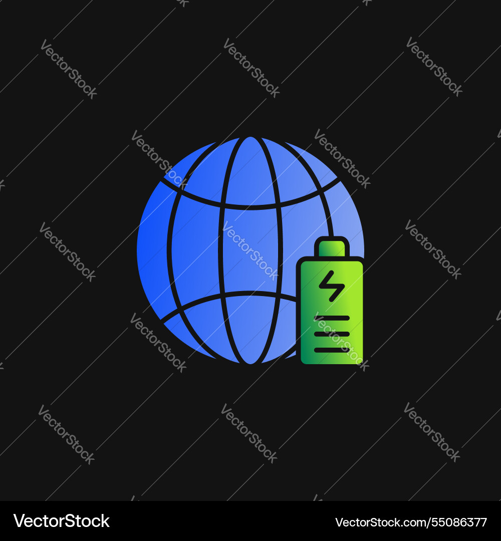 Globe and battery icon solid gradient free energy Vector Image