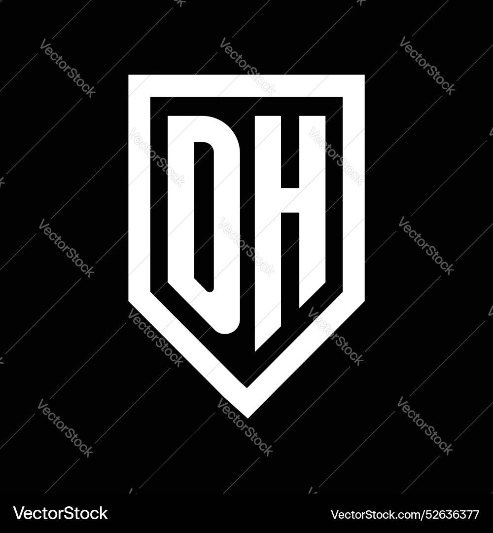 Logo shield letter dh emblem Royalty Free Vector Image