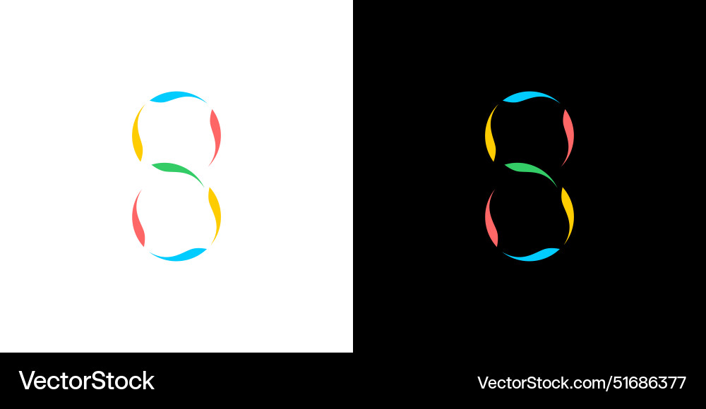 Modern and colorful number 8 logo design Vector Image