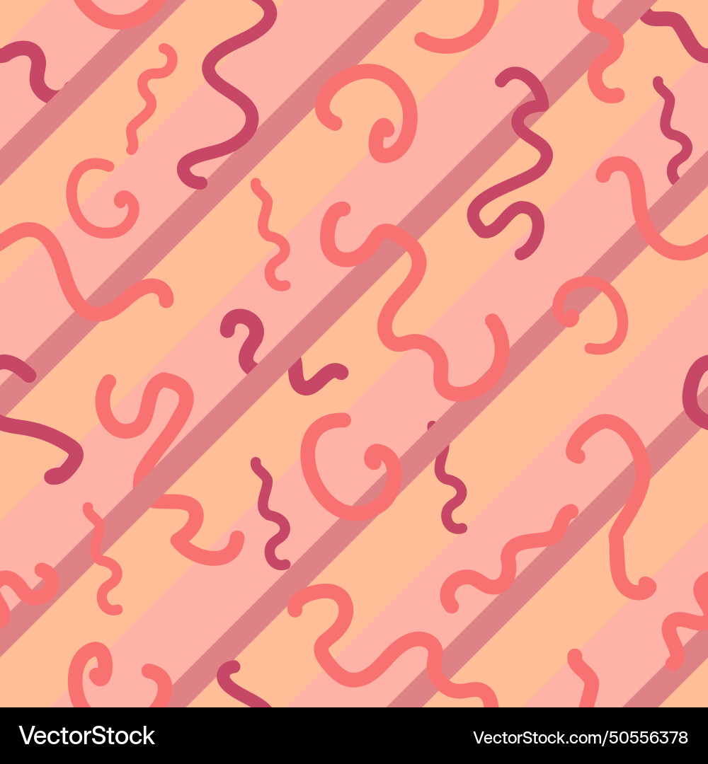 Curvy lines on striped peach backdrop pattern Vector Image
