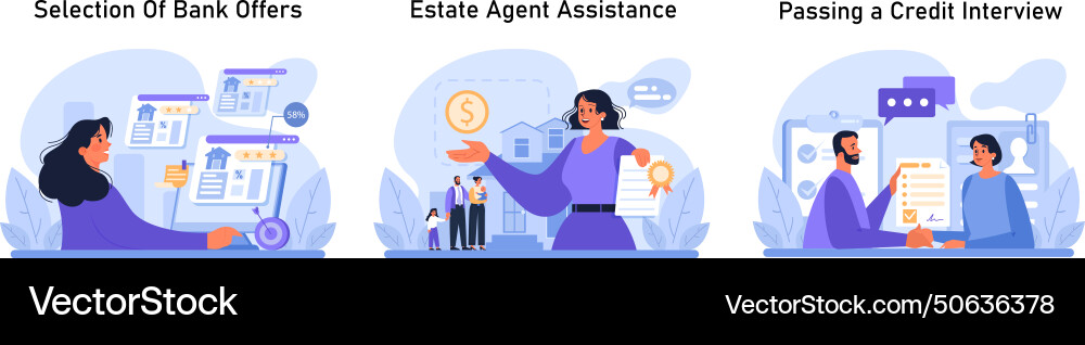 Financial journey set flat Royalty Free Vector Image