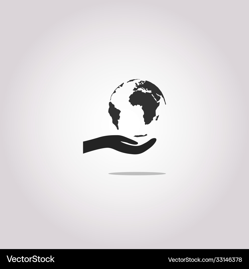 Hand and globe icon save earth symbol Royalty Free Vector