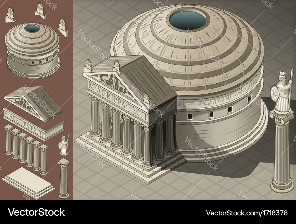 Isometric pantheon temple in roman architecture Vector Image