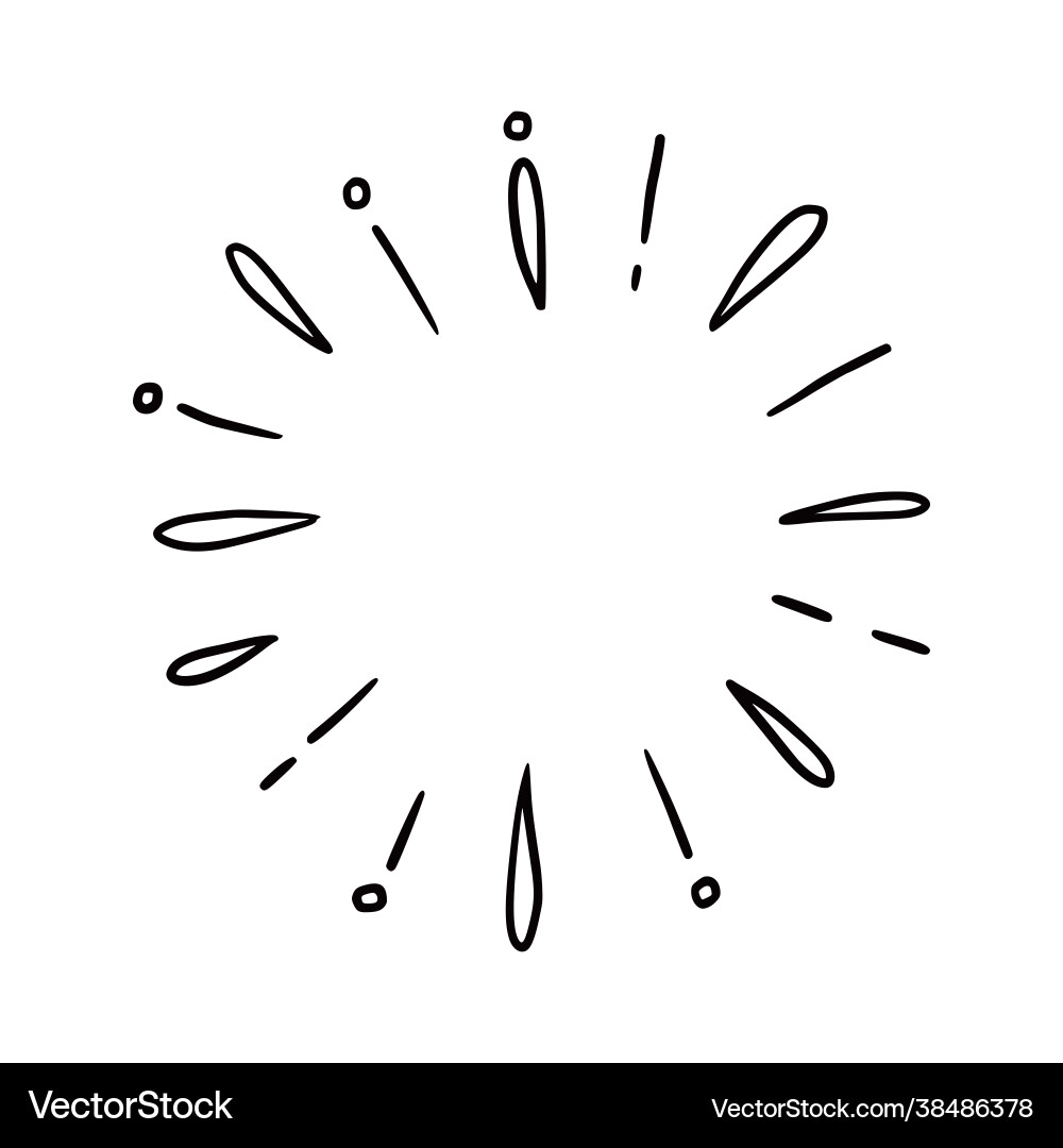 Line doodle ray sparkle sunburst sunshine Vector Image