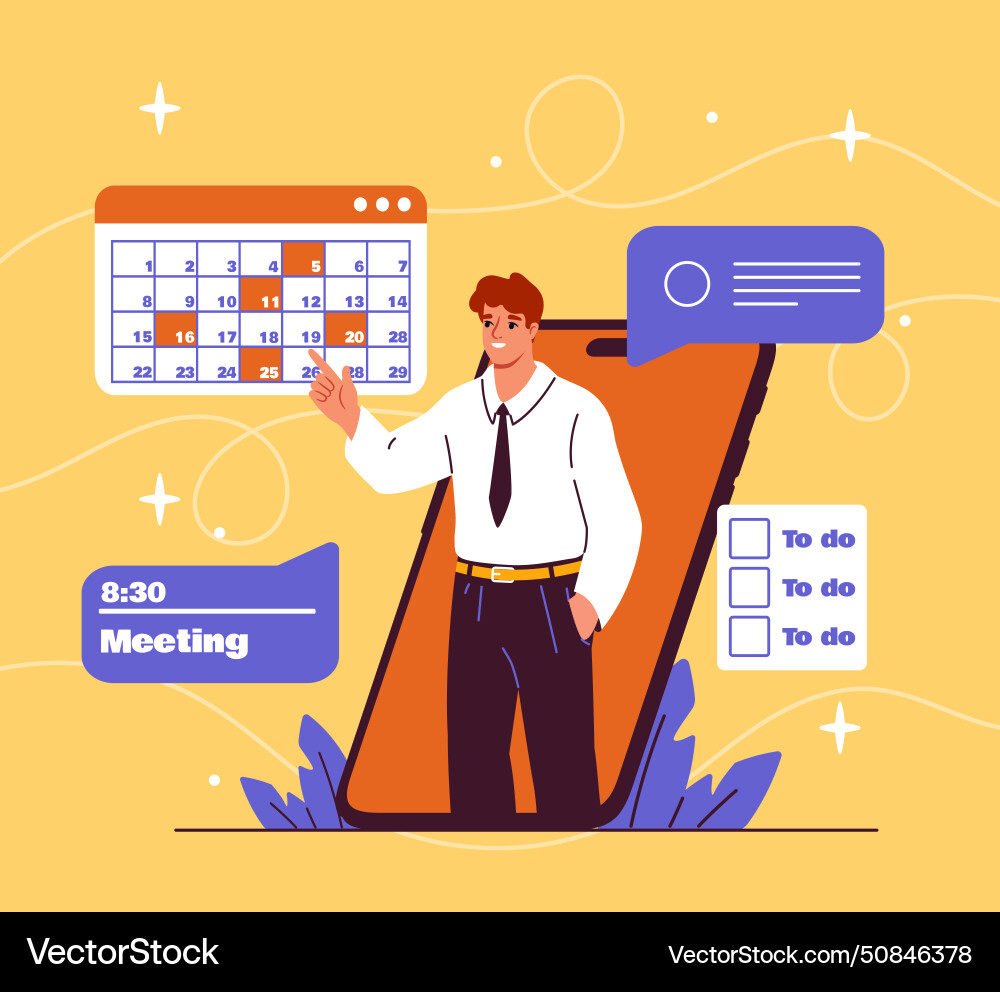 Man with planning concept Royalty Free Vector Image