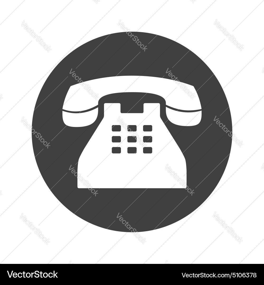 Monochrome round phone icon Royalty Free Vector Image