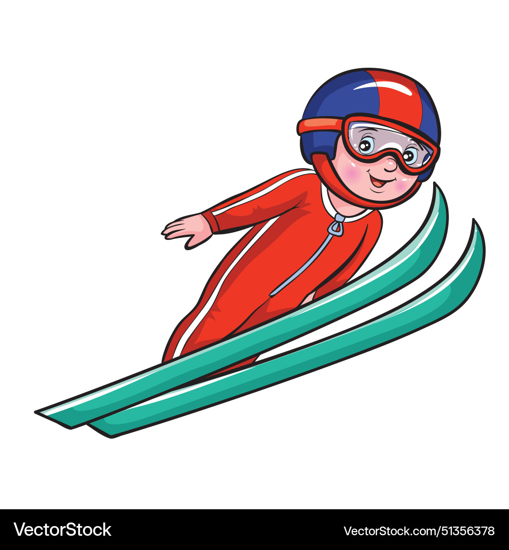 Red skier slides down the slope Royalty Free Vector Image