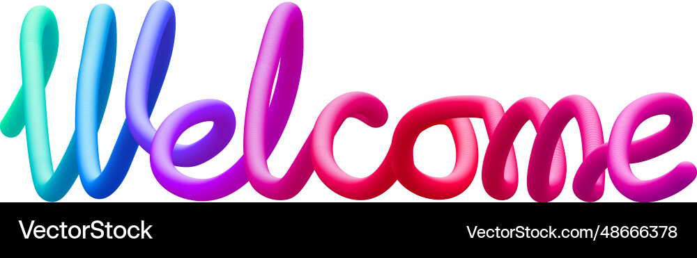 Welcome fluid 3d twist text made of blended Vector Image