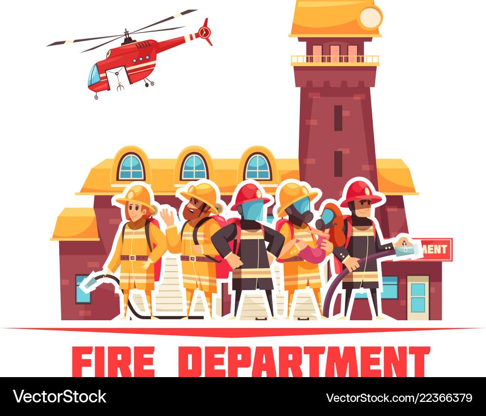 Flat fire department background Royalty Free Vector Image