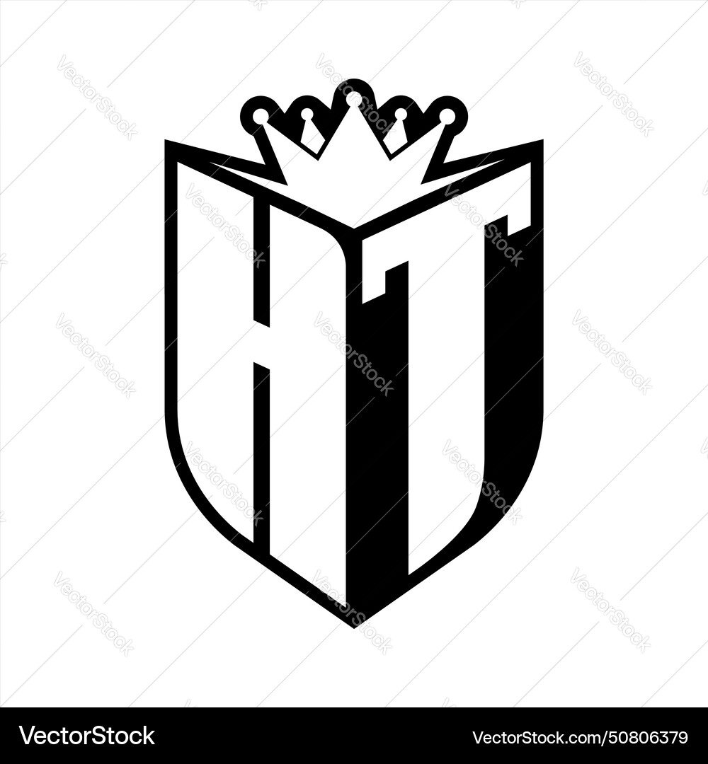 Ht letter bold monogram with shield shape Vector Image