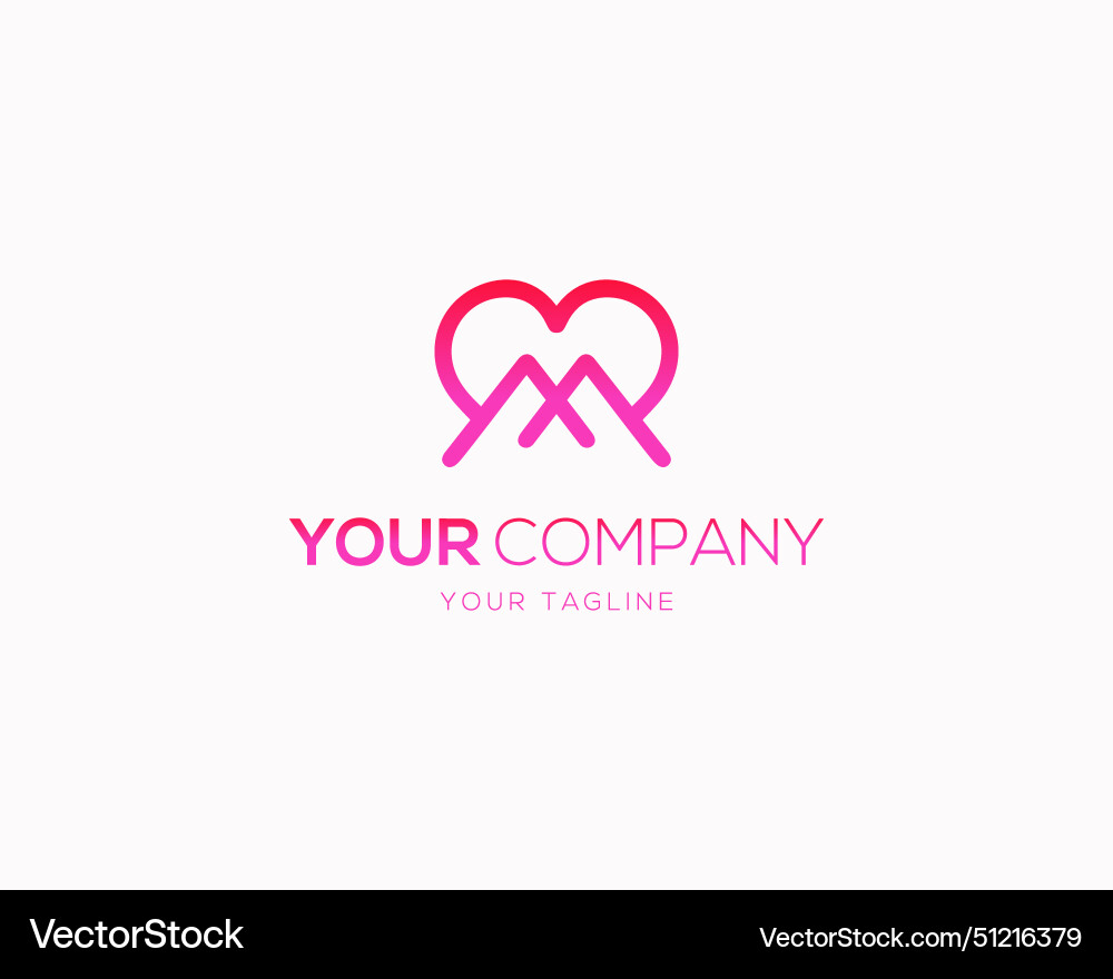 Letter m heart logo design Royalty Free Vector Image