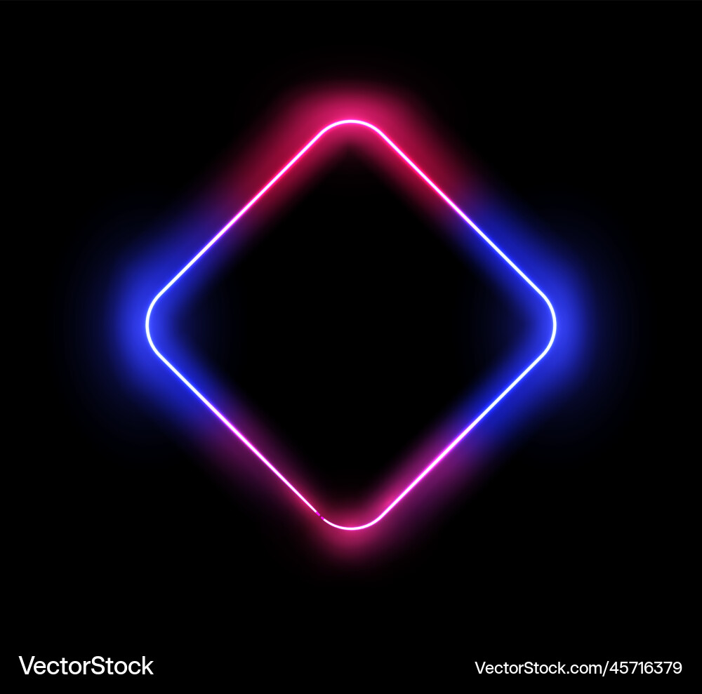 Rhombus neon frame glowing border Royalty Free Vector Image