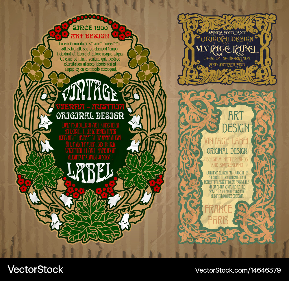 Vintage items - label art nouveau Royalty Free Vector Image