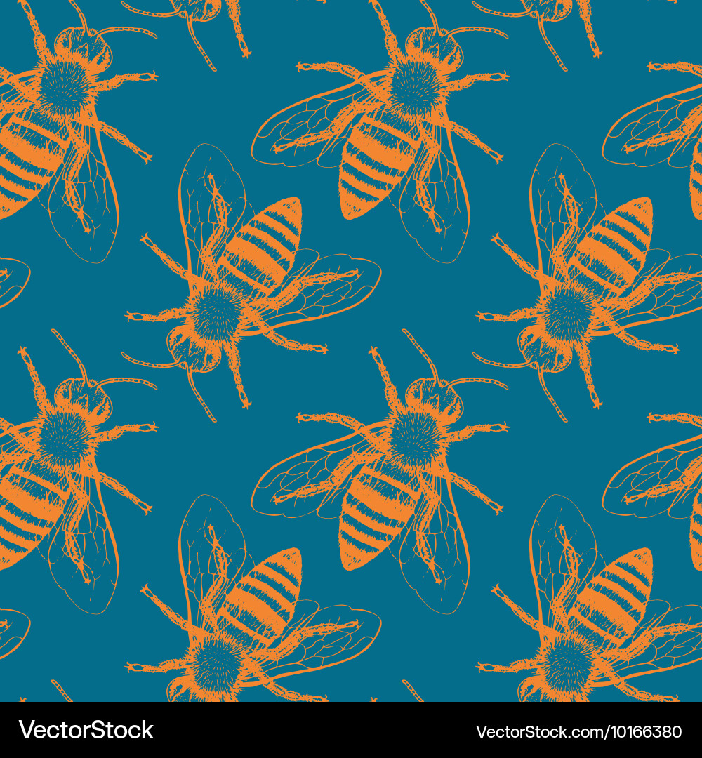 Bees seamless pattern Royalty Free Vector Image